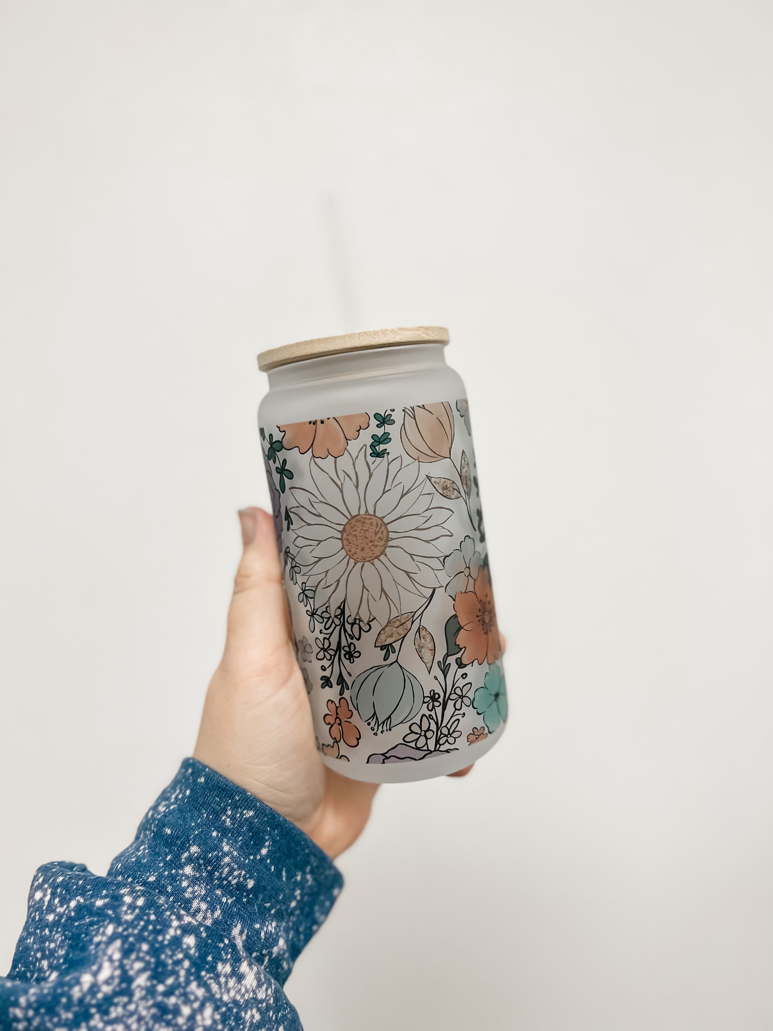 Wildflowers Frosted Glass Cup – The Pretty Penny Boutique by Frilly Frolics